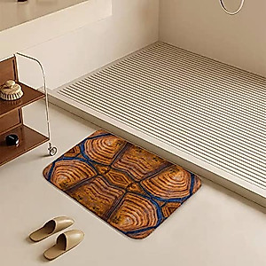 Turtle Carapace Bathroom Rug Mat, Extra Soft and Absorbent Microfiber Bath Rugs, Non-Slip Plush Bath Carpet, Bath Mats for Bathroom Floor, Tub and Shower 16x24 Inches
