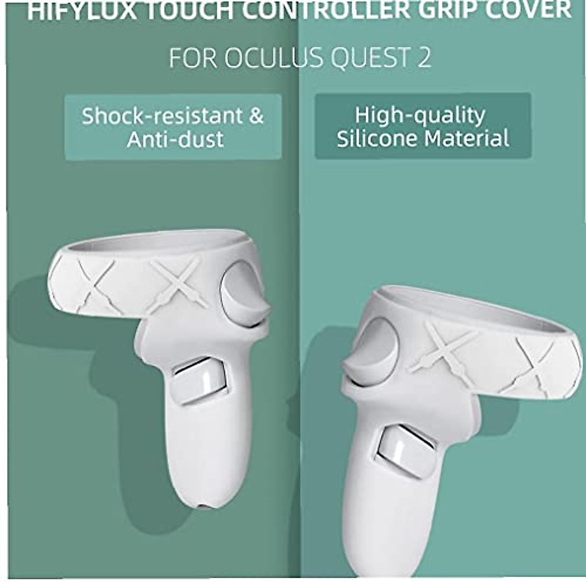Grip Cover for Oculus Quest 2 Touch Controller Grip Accessories Anti-Throw Handle Protective Sleeve with Adjustable Hand Strap (White 1 Pair)
