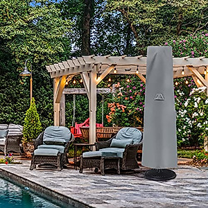 600D Patio Umbrella Parasol Cover Waterproof Outdoor Anti-UV Protective Cover with Zipper Fits Market Umbrella Up to 14 Feet,Grey