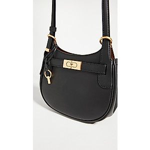 Tory Burch Women's Lee Radziwill Small Saddlebag, Black, One Size