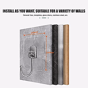 Ayssny Adhesive Hooks Utility Hooks 44lb Max, Large Adhesive Hooks Heavy Duty, Waterproof Sticky Hooks Wall Hooks for Hanging Coat, Towel and Kitchen Bathroom Products