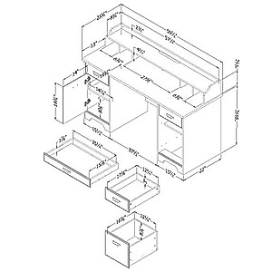 South Shore Versa Computer Office Desk with Power Bar, Gray Maple
