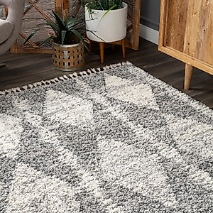 nuLOOM Selah Geometric Shag Area Rug, 8x11, Grey