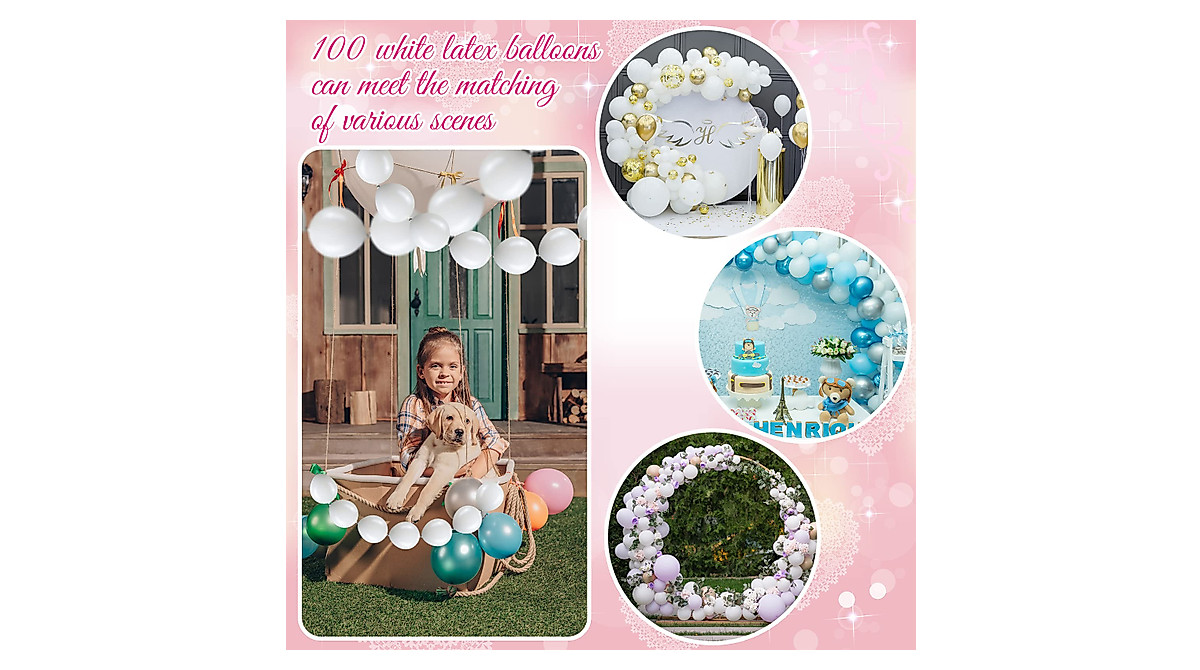 100 White Link Balloons for Easy Party & Wedding Decor