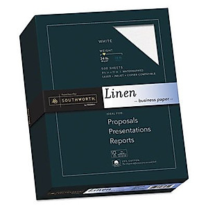 Southworth 25% Cotton Linen Business Pape, 24 lbs, 8-1/2 x 11, 500/Box, FSC - White