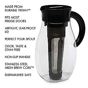 Primula Flavor Airtight Cold Brew Coffee or Iced Tea Maker Shatterproof Durable Plastic Construction, Leak-Proof, 2.7 Quart, Black