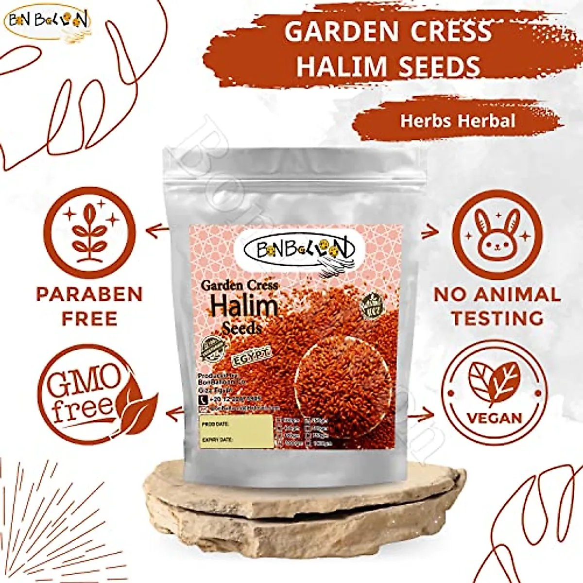 bonballoon ( 26.45 oz / 750 gm ) Organic Herbal Garden Cress Seed Seeds Lepidium Sativum Halim Chandrashoor Chandrasur Cresson De Fontaine For Agriculture & Health حب الرشاد, 26.45 Ounce / 750 gm