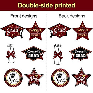 Graduation Cutouts 36 Pack 2023 Graduation Party Decorations Congrats Grad Cap Shaped DIY Cut-Outs (Maroon)