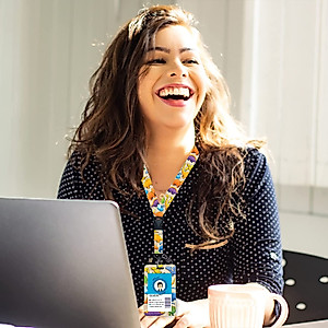 BUDUOZHI ID Badge Holder with Lanyard and Retractable Badge Reel Clip, Cartoon Dinosaur Breakaway Lanyard Name Card Vertical ID Protector, ID Card Holder Keychain Name Badge Clip for Women Men