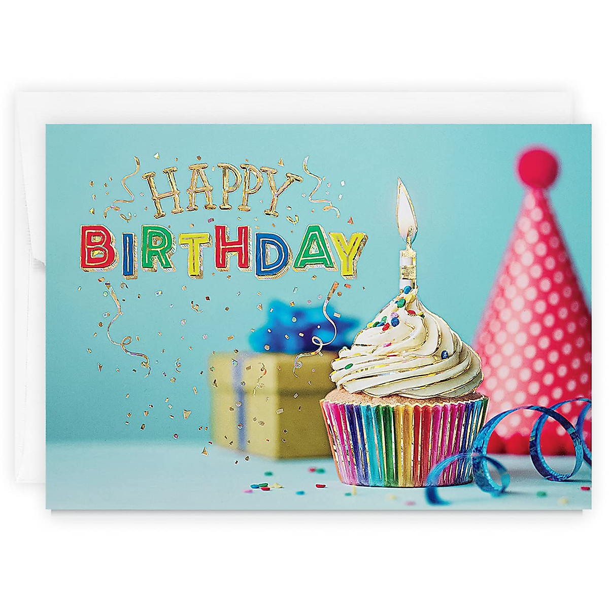 The Gallery Collection, 1 Count Card Pack, Birthday Card with Foil Lined Envelope (Glowing Birthday Cupcake)
