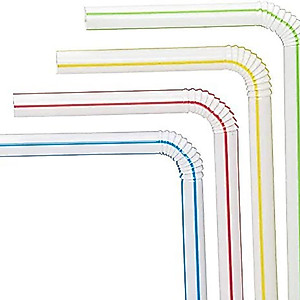 500pack Plastic Straws Disposable Bendable Straws 8" Long Flexible Bendy Straws for Home Bar Store Party (striped)