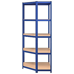 vidaXL 5-Layer Corner Shelf in Blue - Steel & Engineered Wood Material - Ideal for Residential and Commercial Storage - Meets California Proposition 65 Standards