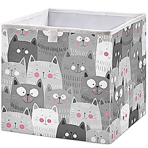 visesunny Rectangular Shelf Basket Cat Animal Clothing Storage Bins Closet Bin with Handles Foldable Rectangle Storage Baskets Fabric Containers Boxes for Clothes,Books,Toys,Shelves,Gifts