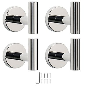 NearMoon Bath Towel Hooks- SUS 304 Stainless Steel Robe Hook Holder, Heavy Duty Coat Hook for Bathroom Livingroom Hotel Kitchen Garage, Wall Mounted- 4 Pack (Chrome Finish)