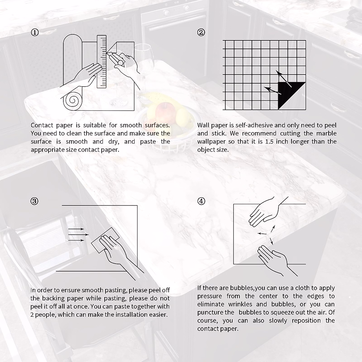 VIOPVERY White Marble Wallpaper Peel and Stick 15.7"x393" White Wall Paper Pull and Stick Contact Paper for Countertops Waterproof Self-Adhesive Marble Contact Paper for Kitchen Desk Cabinet Decor