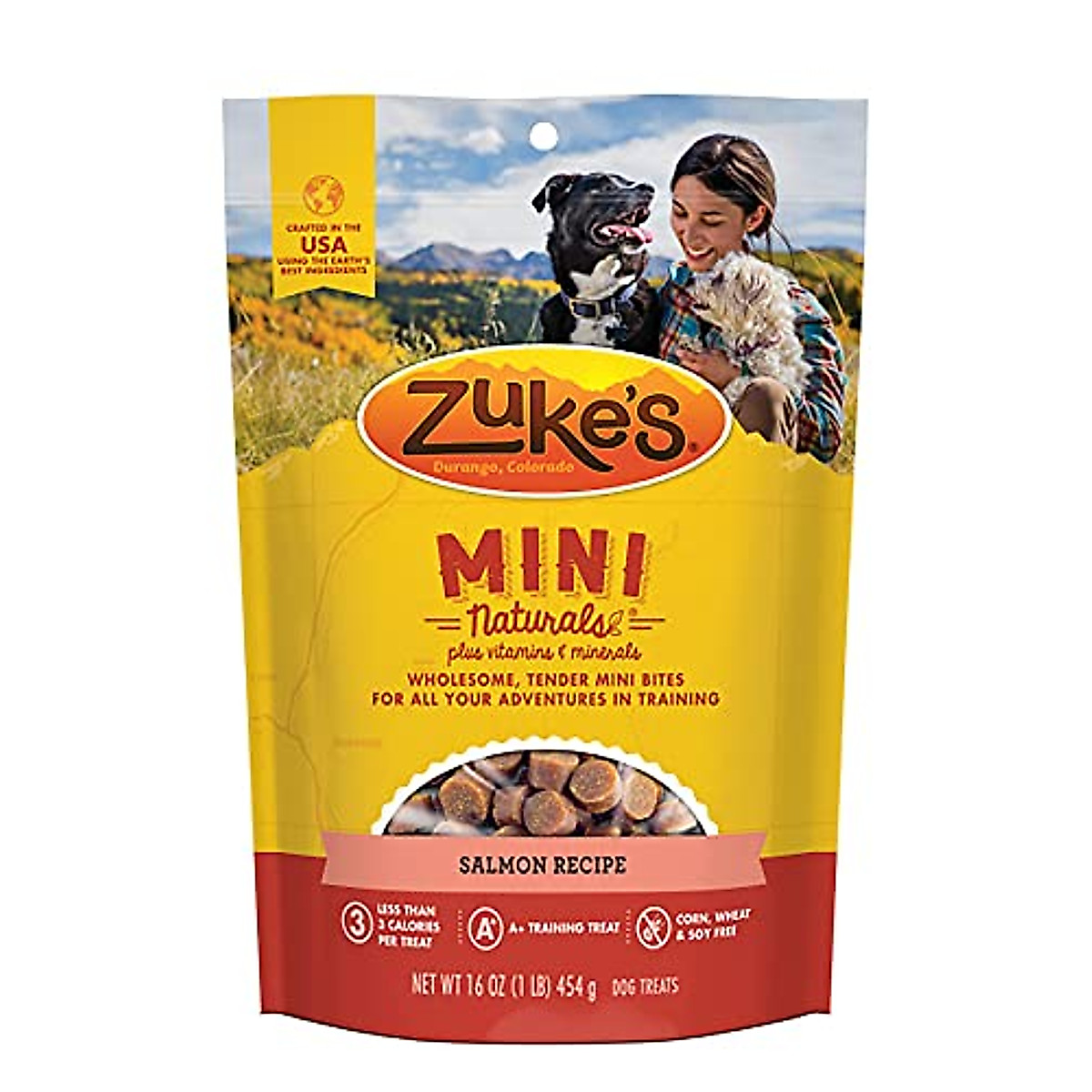 Zuke's Mini Naturals Dog Training Treats, Salmon Recipe, Soft Mini Dog Treats with Vitamins & Minerals, Made for All Breed Sizes (Salmon, 16 Ounce (Pack of 2))