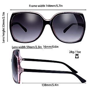 The Fresh Women's Oversized Square Jackie O Cat Eye Hybrid Butterfly Fashion Sunglasses - Exquisite Packaging (727702-Crystal pink/Black paint, Gradient Grey)