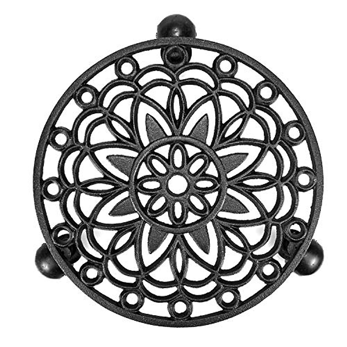 Fasmov Cast Iron Plant Stand Plant Pallet Caddy Plant Pot with Heavy Duty Wheels Indoor Planter Trolley Casters Rolling Tray Coaster