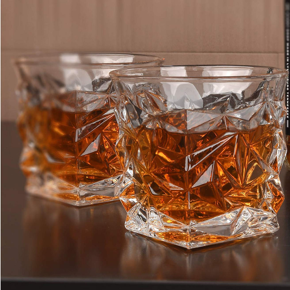 Vaci Crystal Whiskey Glasses – Set of 2 Bourbon Glasses, Tumblers for Drinking Scotch, Cognac, Irish Whisky, Large 10oz Premium Lead-Free with Stainless Steel Flasks, Cups, Luxury Gift Box