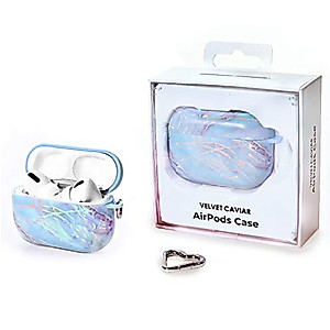 Velvet Caviar Marble AirPods Pro Case Cute Cover for Women, Girls with Keychain - Cool Protective Hard Cases Compatible with Apple Airpod Pro (Holographic Pink Blue)