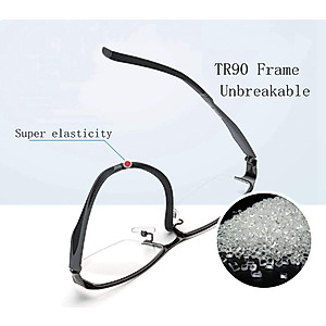 LUOMON Semi-Rimless Eyeglasses EG002 - Pure Black | Blue Light Blocking & Anti Glare Lenses for Comfortable Vision