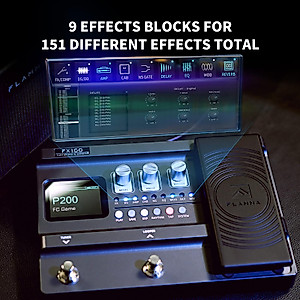 FLAMMA FX100 Guitar Multi-effects Pedal with 55 Amp Models 151 Built-in Effects 80' Looper 40 Drum Machine 10 3rd Party IR Slots Headphone OTG for Home Practice Performance Live Streaming