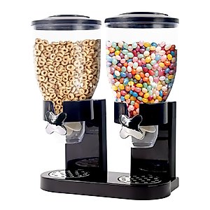 Meegoo Cereal Dispenser Countertop, 2 Pack 2L Large Capacity Cereal Container Airtight, Rotating Dry Food Dispenser for Small Size Nut, Candy, Beans, Rice, Pantry Kitchen Organizer to Keep Tidy.