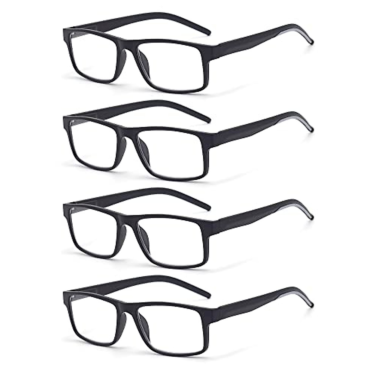 Colloddiss 4-Pack Reading Glasses for Men Women, Spring Hinge Readers Glasses, Blue Light Blocking Eyeglasses SR20523, 4 Black 2.5 x