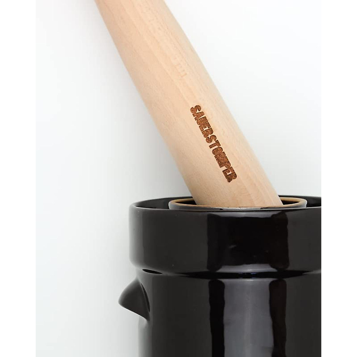 Humble House SAUERSTOMPER Sauerkraut Pounder for Mason Jars Fermentation of Vegetables Standard 12" One Piece of Solid German Beech Wood Cabbage Tamper for Packing Fermented Foods like Sauerkraut
