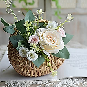 UXZDX CUJUX Fashion Hand-held Flower Arrangement Basket, Woven Rattan and Willow Handmade Creative Flower Pot Basket