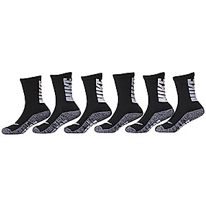 Nike Boy`s Just Do It Cushioned Crew Socks 6 Pack (Black(BN0552-F66)/Grey, 5-7 (Little Kids), 5_years)