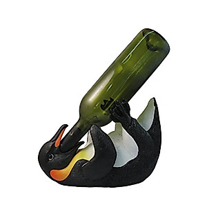 Playful Antarctic Penguin Wine Bottle Holder By DWK | Tabletop South Pole Decor And Centerpiece