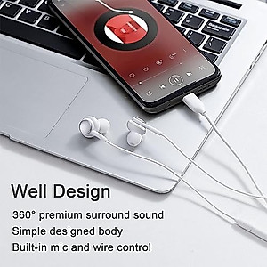USB C Headphones for iPhone 15 Pro 15 Plus USB Type C Wired Earbuds Noise Canceling in-Ear Earphones with Microphone for iPad Pro Samsung Galaxy S23 S22 Ultra Z Flip 5 Pixel 5 4a 3a Oneplus, 2 Pack
