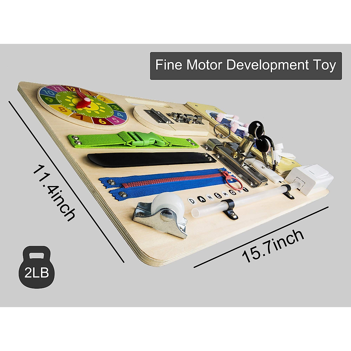 Danemort Montessori Wooden Busy Board for Toddlers 2-4, Educational Autism Sensory Toys Fidget Toy, Activity Toys Light Switch Toys for 1 2 3 Year Kids Boys & Girls (A)