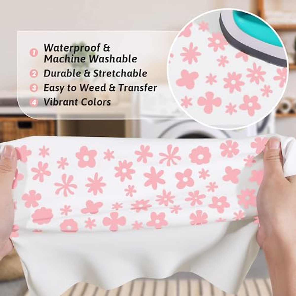 Gatichetta Heat Transfer Vinyl Roll, Baby Pink Iron on HTV 12" x 6FT, Pastel Smooth PU HTV for T-Shirts, Fabris, DIY Designs, Compatiable with Heat Press Machines, Light Pink