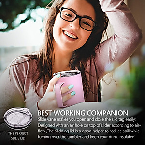 mininoo Stainless Steel Insulated Coffee Mug Cup with Handle,12OZ Double Wall Vacuum Travel Coffee Tumbler Mug with Lid Marble 2 Pack