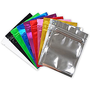 Wankko 100 Pcs Premium Smell Proof Double-Sided Color Mylar Foil Flat Heat Sealable Sample Ziplock Bag 7.5x10cm