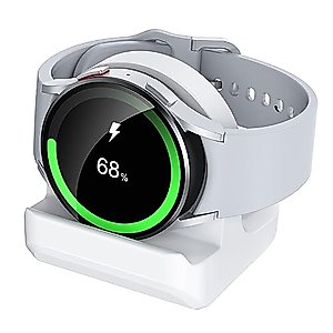 Stand for Samsung Galaxy Watch 7 40,44mm /Watch Ultra/Watch 6 Classic/Watch 5/Watch 5 Pro Charger,Non-Slip Silicone Charger Dock Accessories Support Charging Holder -White, Charger Cable Not Included
