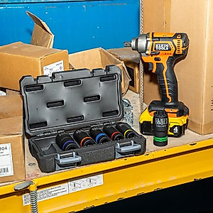 Klein Tools 66090 1/2-Inch Impact Socket Set, 2-in-1 Slotted Design, 12-Point Deep Sockets, for Impact Wrenches, Includes Tool Case, 6-Piece