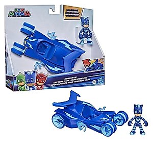 PJ Masks Catboy Deluxe Vehicle Preschool Toy, Cat-Car Toy with Spinning Super Cat Stripes and Catboy Action Figure for Kids Ages 3 and Up