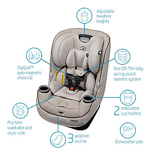 Maxi-Cosi Pria Max All-in-One Convertible Car Seat, Rear-Facing, from 4-40 pounds; Forward-Facing to 65 pounds; and up to 100 pounds in Booster Mode, Desert Wonder - PureCosi