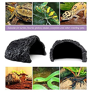 NOMAL Reptile Rock Hide Cave Large Reptile Habitat Turtle Hideouts Cave for Lizards Bearded Dragon Leopard Gecko Snake Amphibians Fish, black (ns-01)