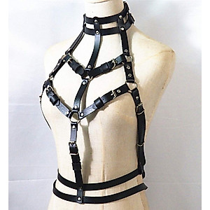 Women Leather Body Chest Harness Waist Belt Straps Suspenders Punk Adjustable (QS026)