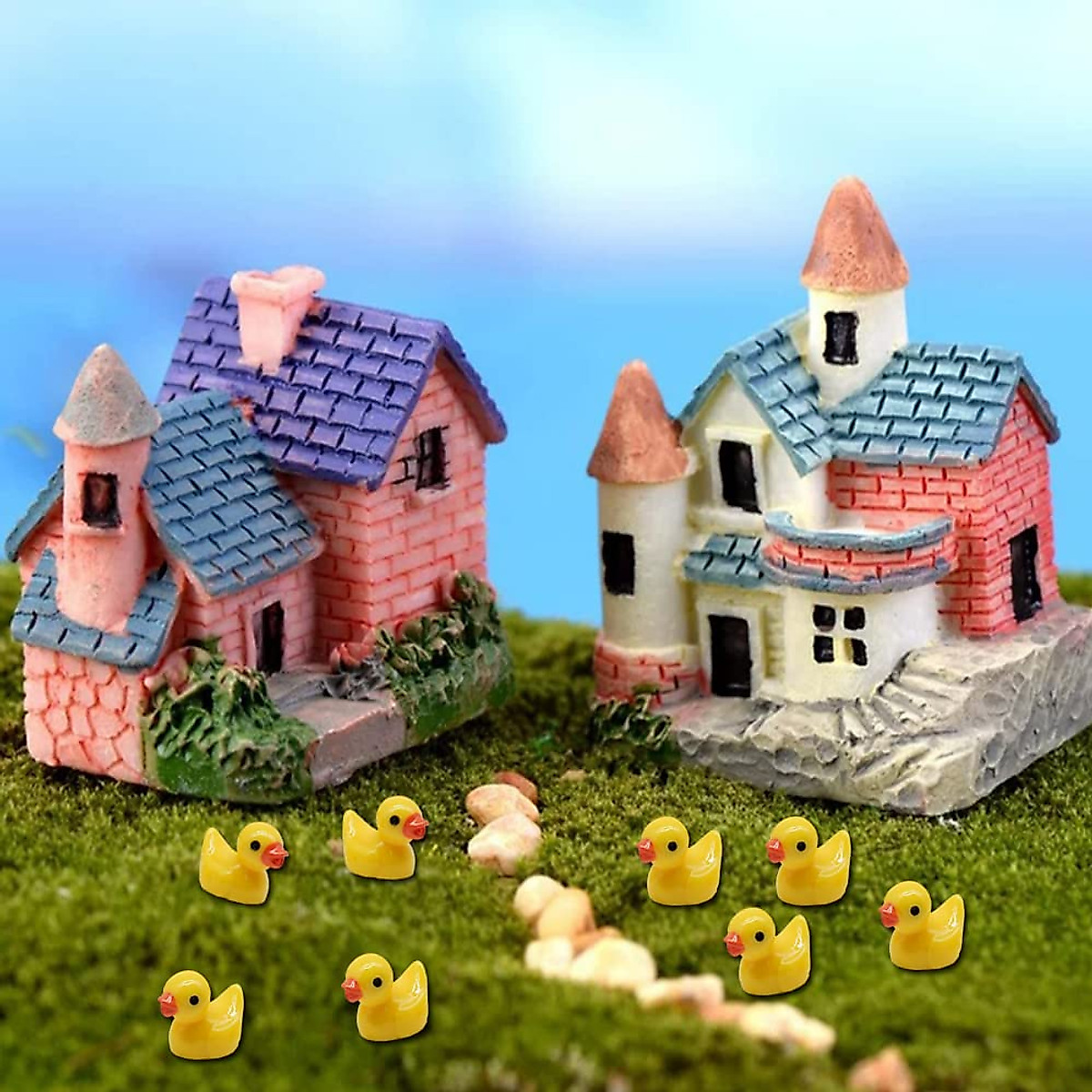 AWEELON 100 Pcs Mini Resin Ducks Tiny Ducks Miniature Duck Figures for Slime Charms DIY Craft Micro Landscape Garden Aquarium Dollhouse Decoration for Christmas Birthday Party