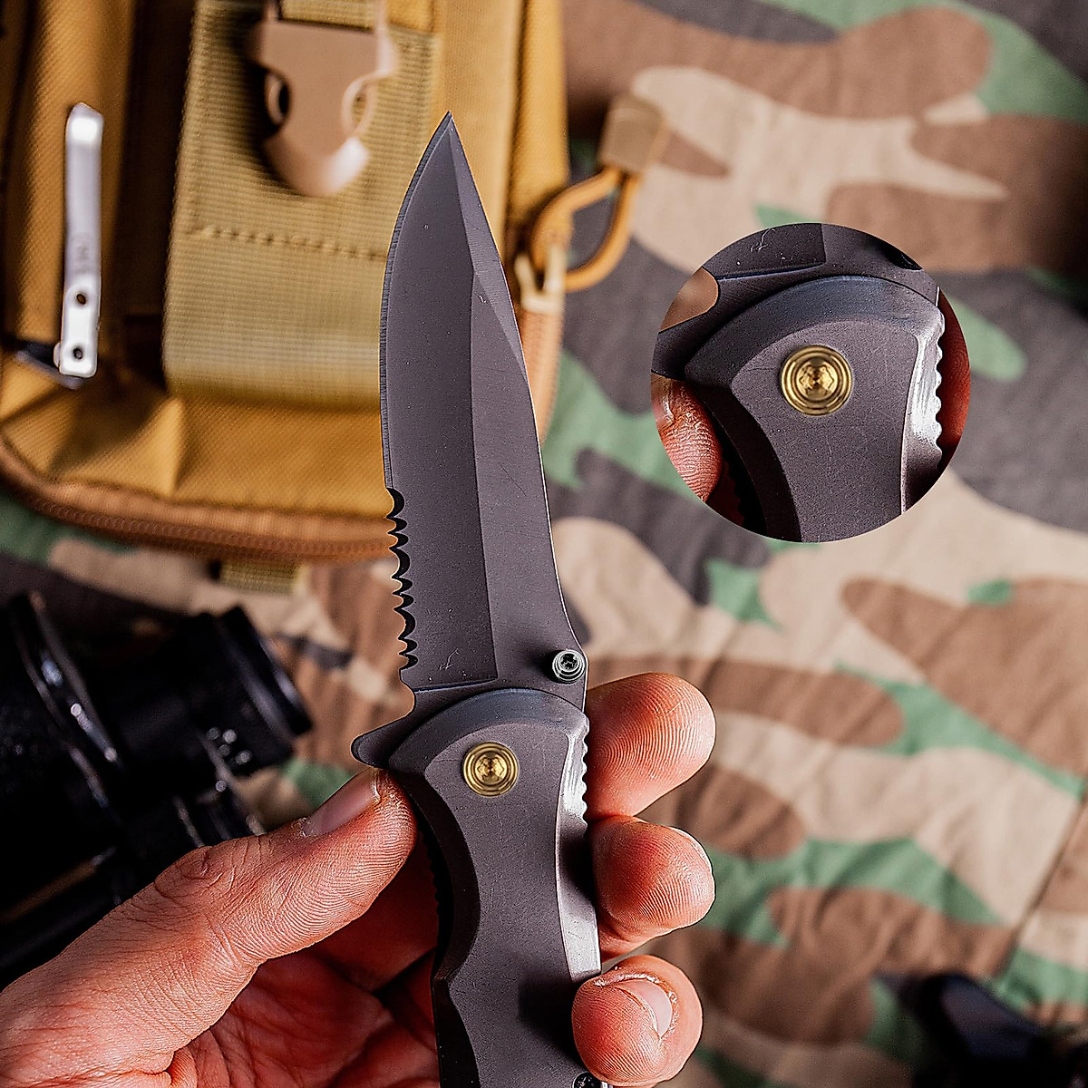 3 Sets Thumb Studs, Titanium Screws Replacement Thumb Studs Pocket Blade Screws for Knives Benchmade 535 Bugout (Gold)