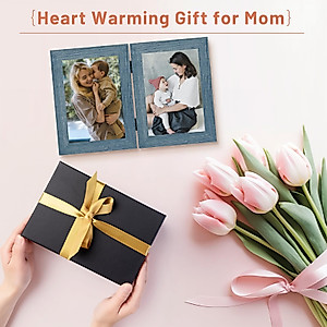 Golden State Art, 5x7 Double Picture Frame Vertical Hinged Photo Frame 2 Opening Folding Family Frames Collage, with Real Glass (5x7, Blue, 1-Pack)