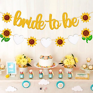 Bride To Be Banner Sunflower Bridal Shower Banner Sunflower Garland for Engagement Wedding Bachelorette Hen Party Supplies Glitter Gold Decoration