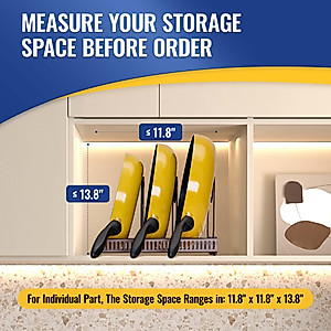 Damita Expandable Pot and Pan Organizer Rack for Cabinet, 2 Pack Pot Lid Holder with 10 Adjustable Compartments - Ideal Kitchen Cabinet Organizer for Cutting Board, Frying Pan, and More (Brown)