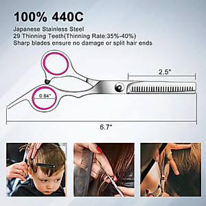 Sirabe 9 Pcs Hair Cutting Scissors Set Hairdressing Scissors Kit, Thinning Haircut Scissors, Professional Barber Salon Home Shears Kit for Men Women