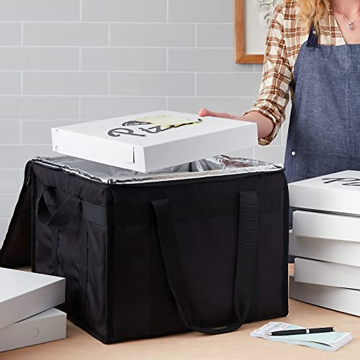 Stockroom Plus Commercial Insulated Food Delivery Bag with Handles and Zipper Top for Hot and Cold Food Delivery (XL 16x15.6x13.2 in, Black)